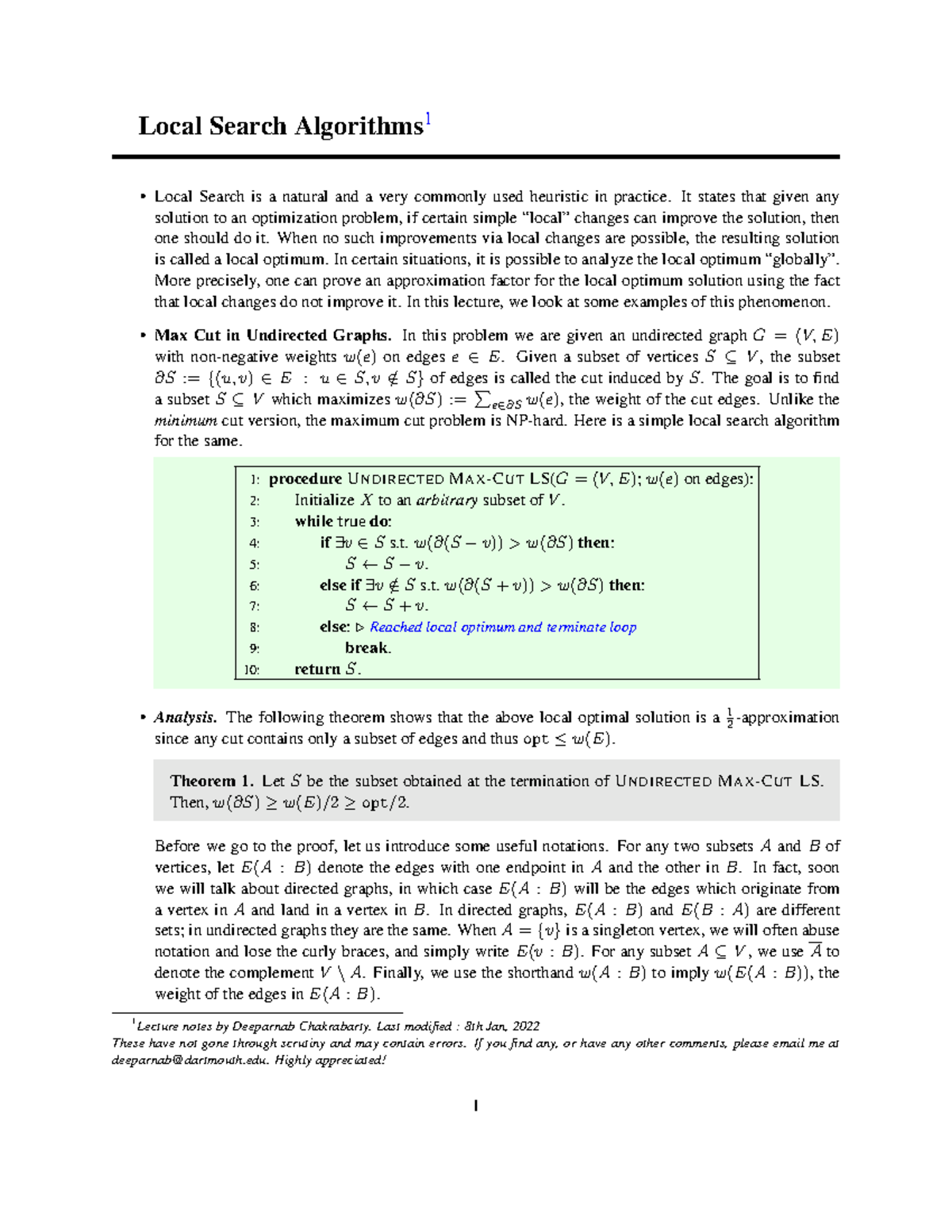 Local Search Algorithms: Insights and Approximation Solutions - Studocu