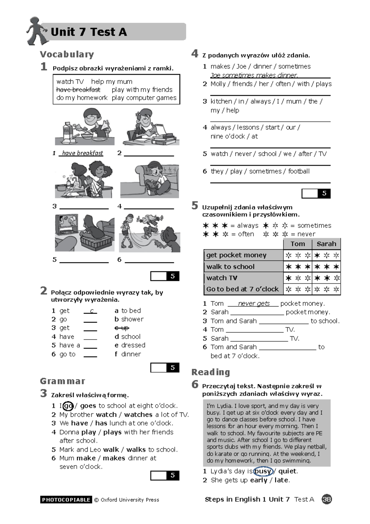 Steps in English 1 Unit 7 Test A Vocabulary & Grammar Review - Studocu
