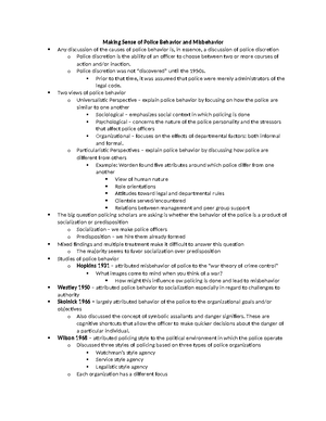 Ch 4 Study Guide - These are lecture notes from a Policing In America ...