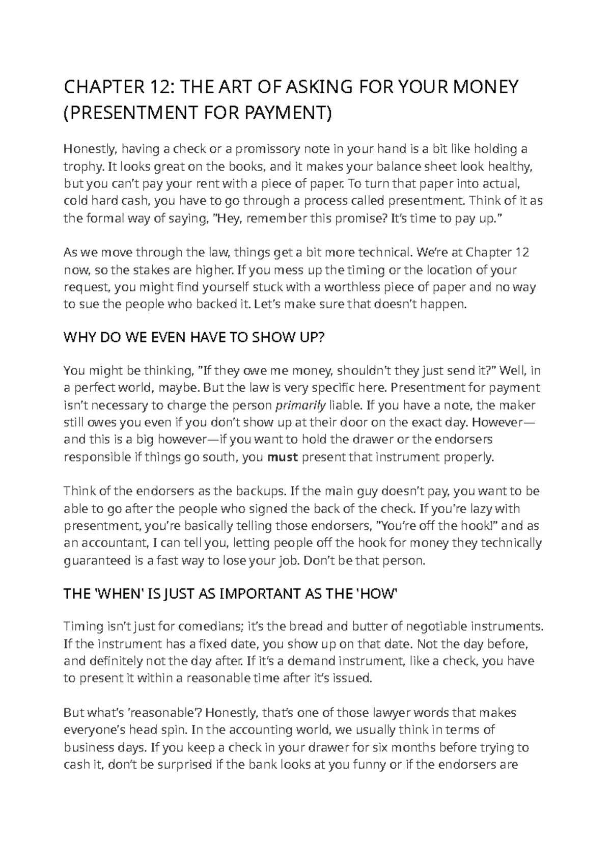 CHAPTER 12: PRESENTMENT FOR PAYMENT IN ACCOUNTING EXCELLENCE - Studocu