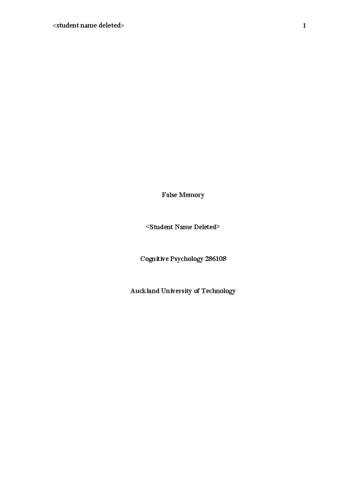Cognitive Psychology 286108: False Memory Lab Report - Studocu