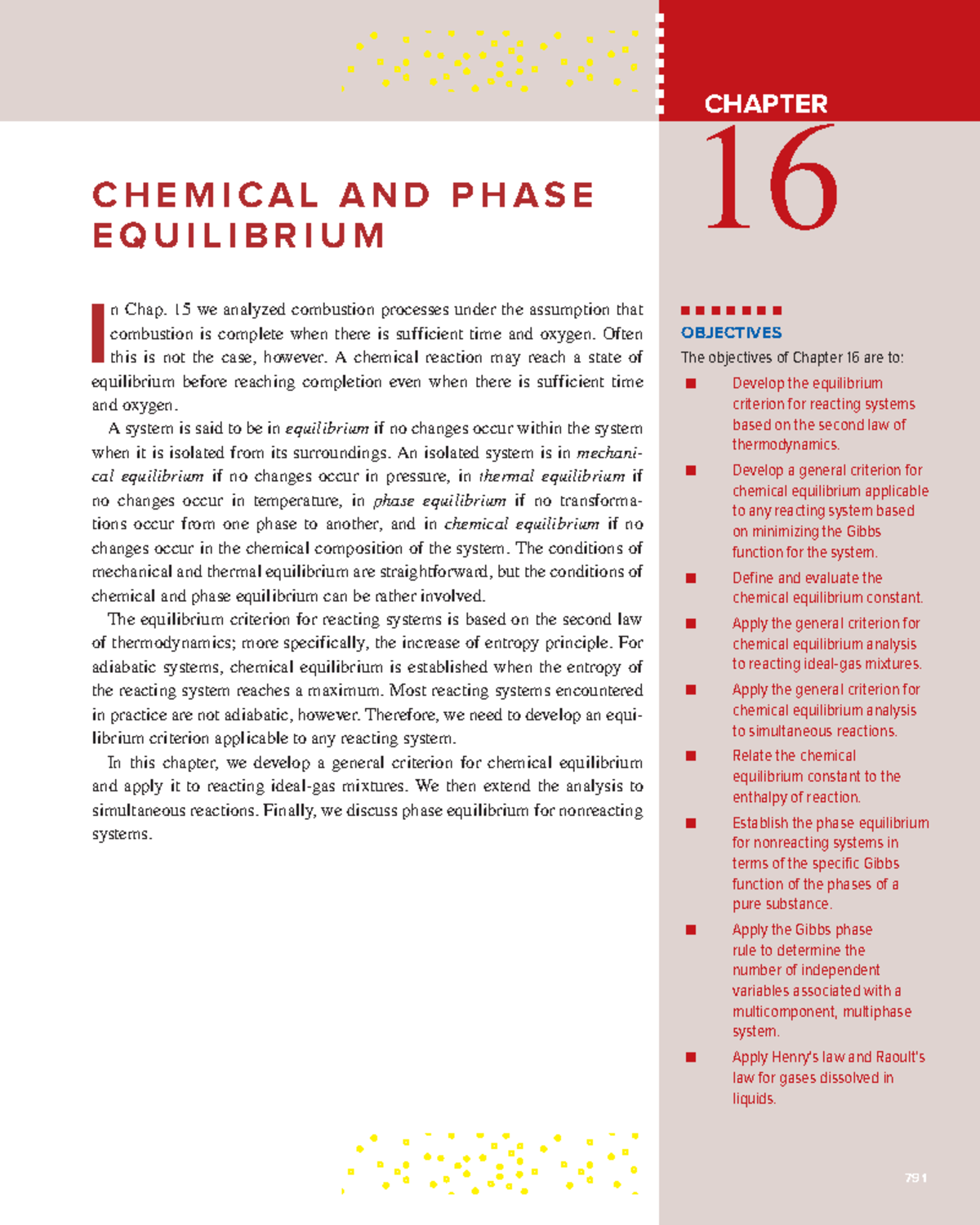 CH16: Chemical and Phase Equilibrium Analysis in Thermodynamics - Studocu