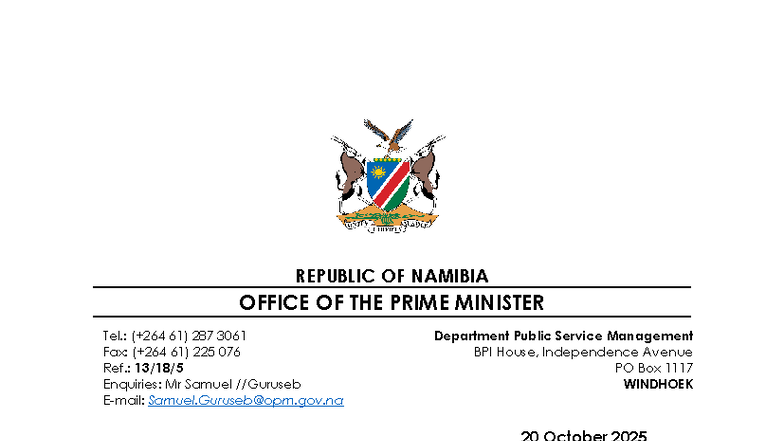 PSM Circular No. I of 2025: Vacancies in Namibia's Public Service - Studocu