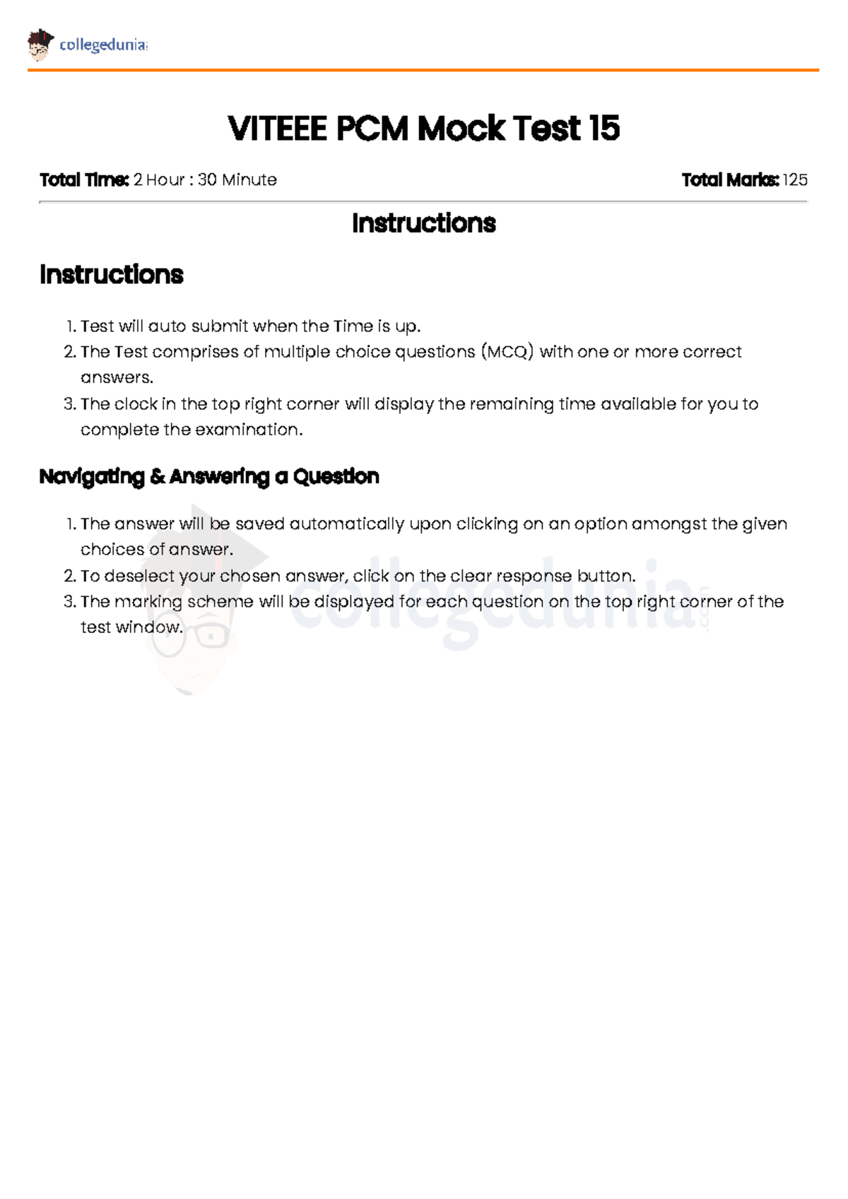 VITEEE Mock Test 5 (No Negative Marking) - Studocu