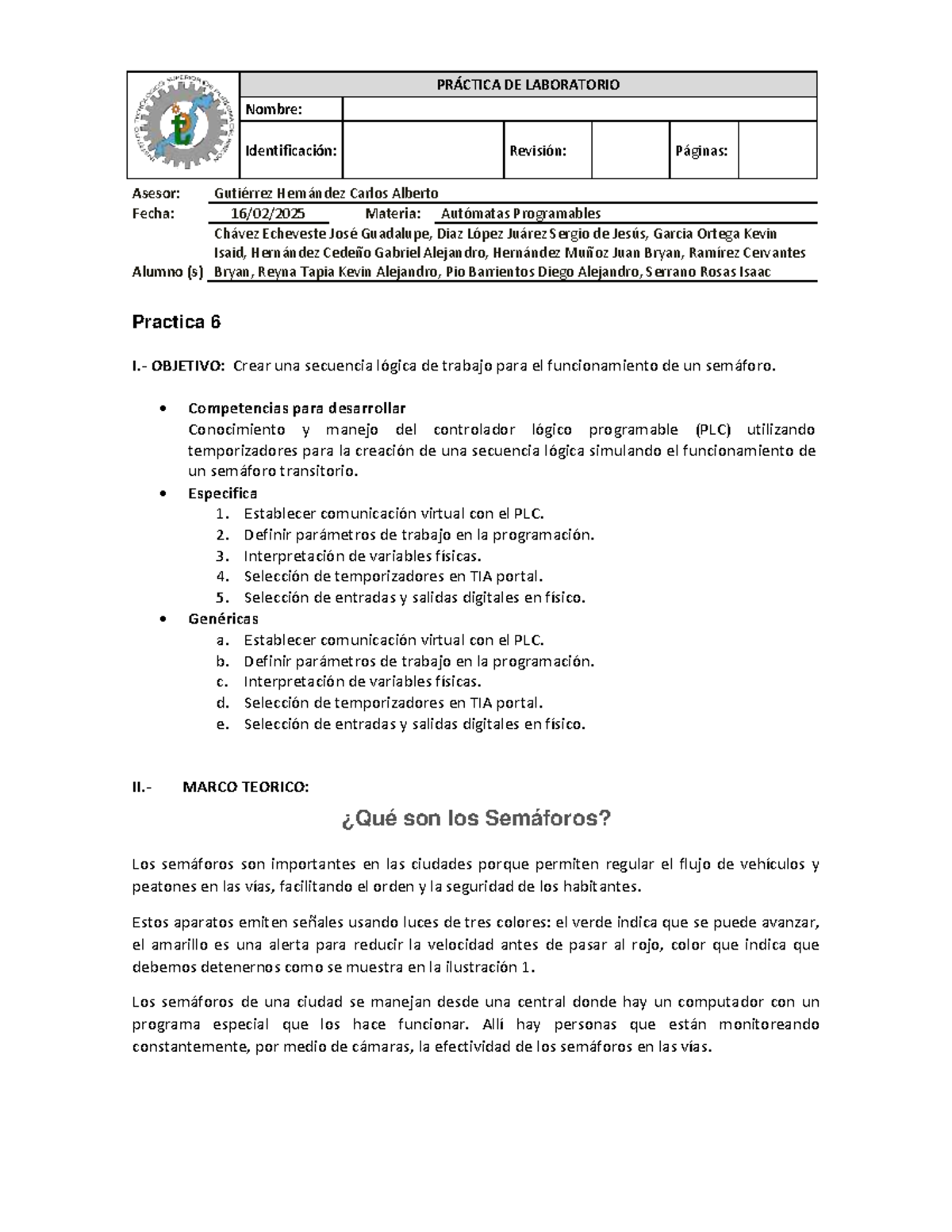 Práctica 06 - Simulación de Semáforo con PLC en TIA Portal - Studocu