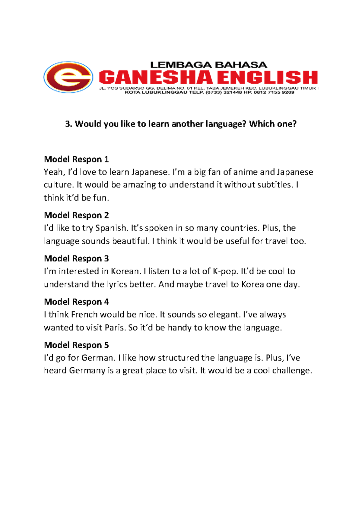 Daily Speaking: Language Learning Preferences (PRE Intermediate 2) - Studocu