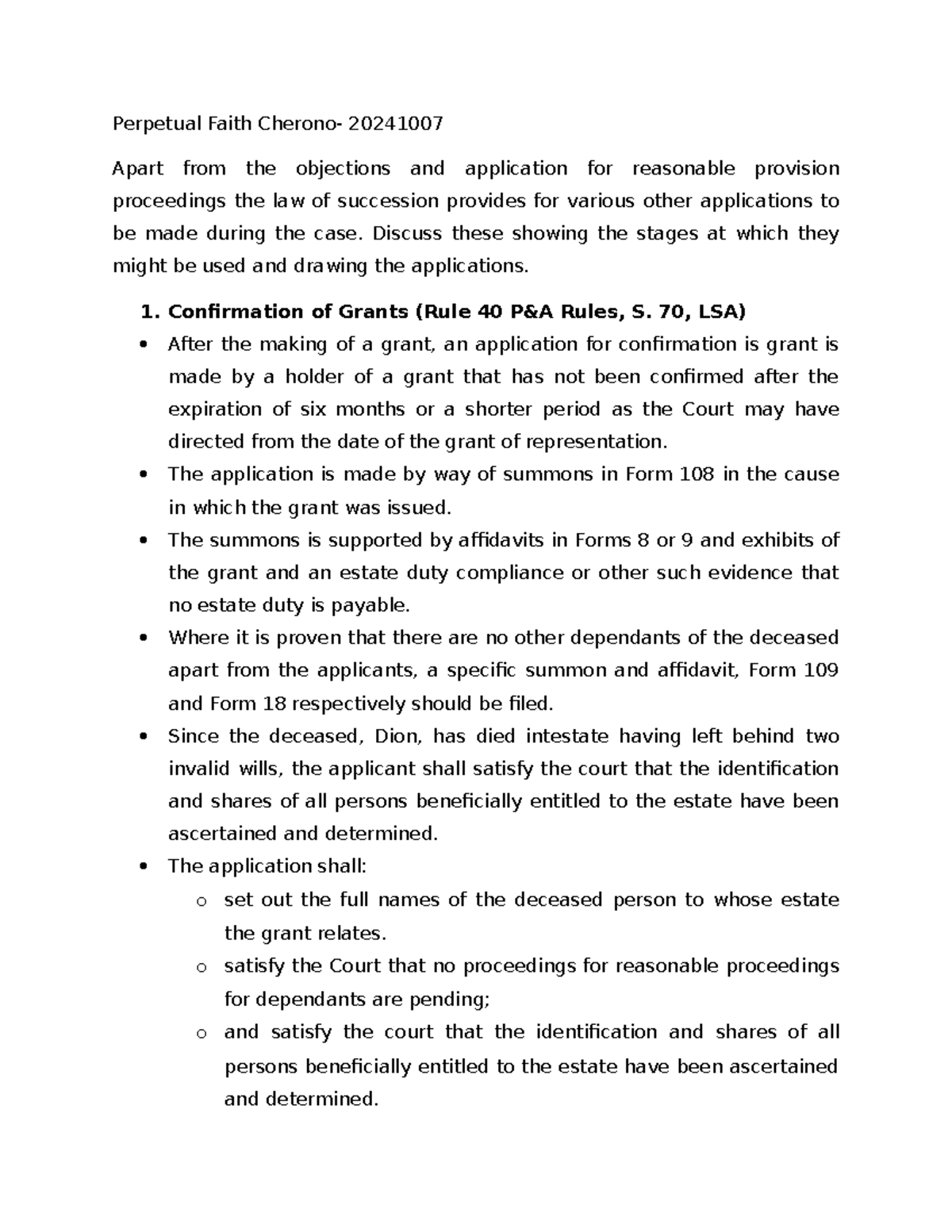 Grant Confirmation Procedures: Protest, Objections, and Citations (LAW ...