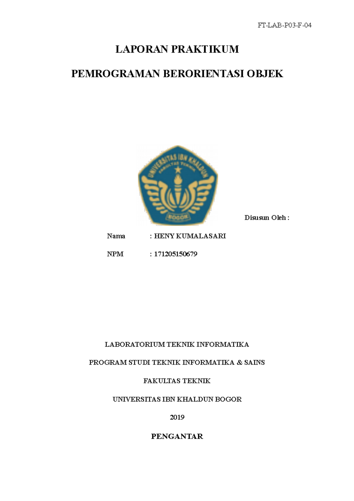 Laporan Praktikum PBO: Pemrograman Berorientasi Objek dan Java Basics ...