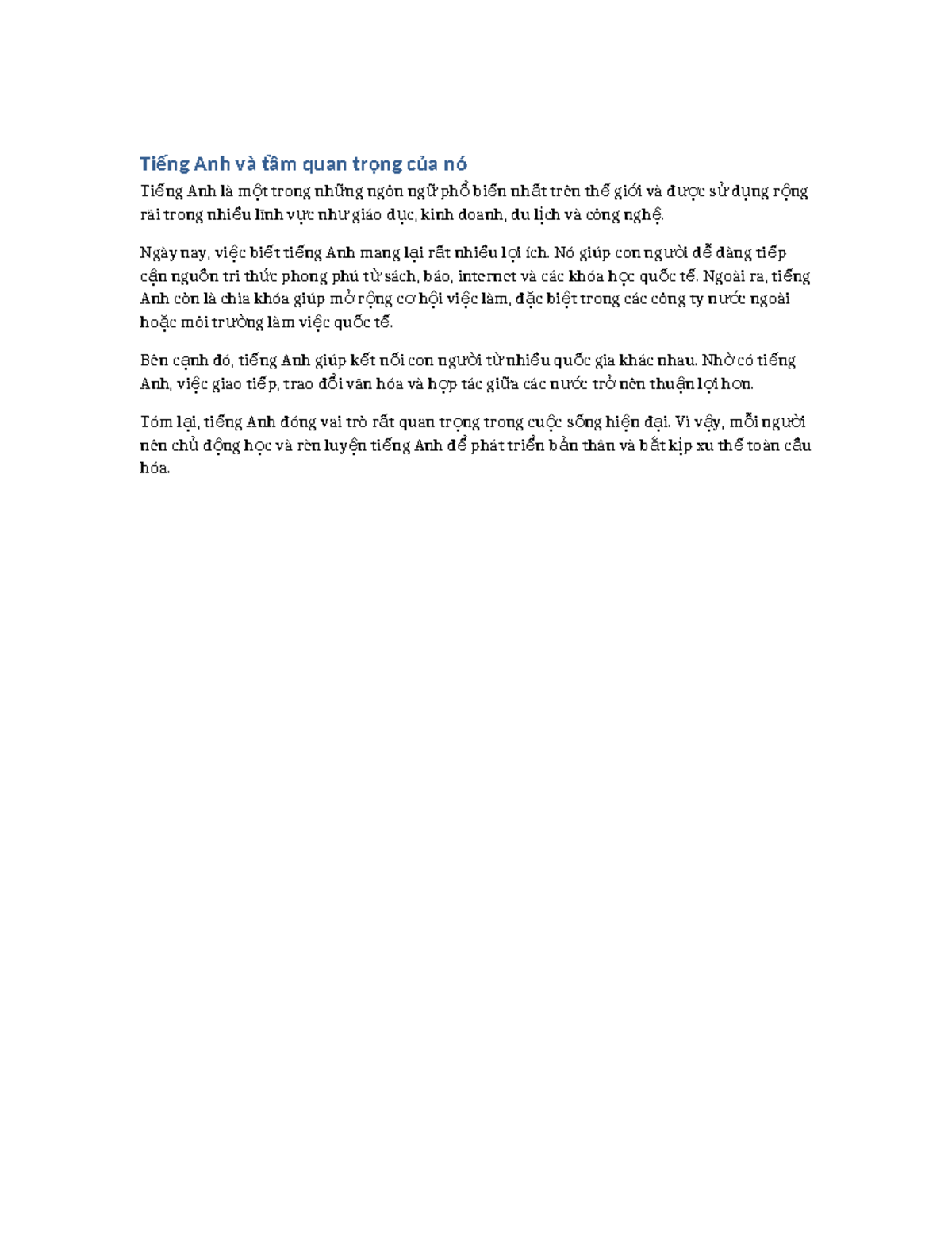 Tiếng Anh và Tầm Quan Trọng của Nó - CCC - Studocu