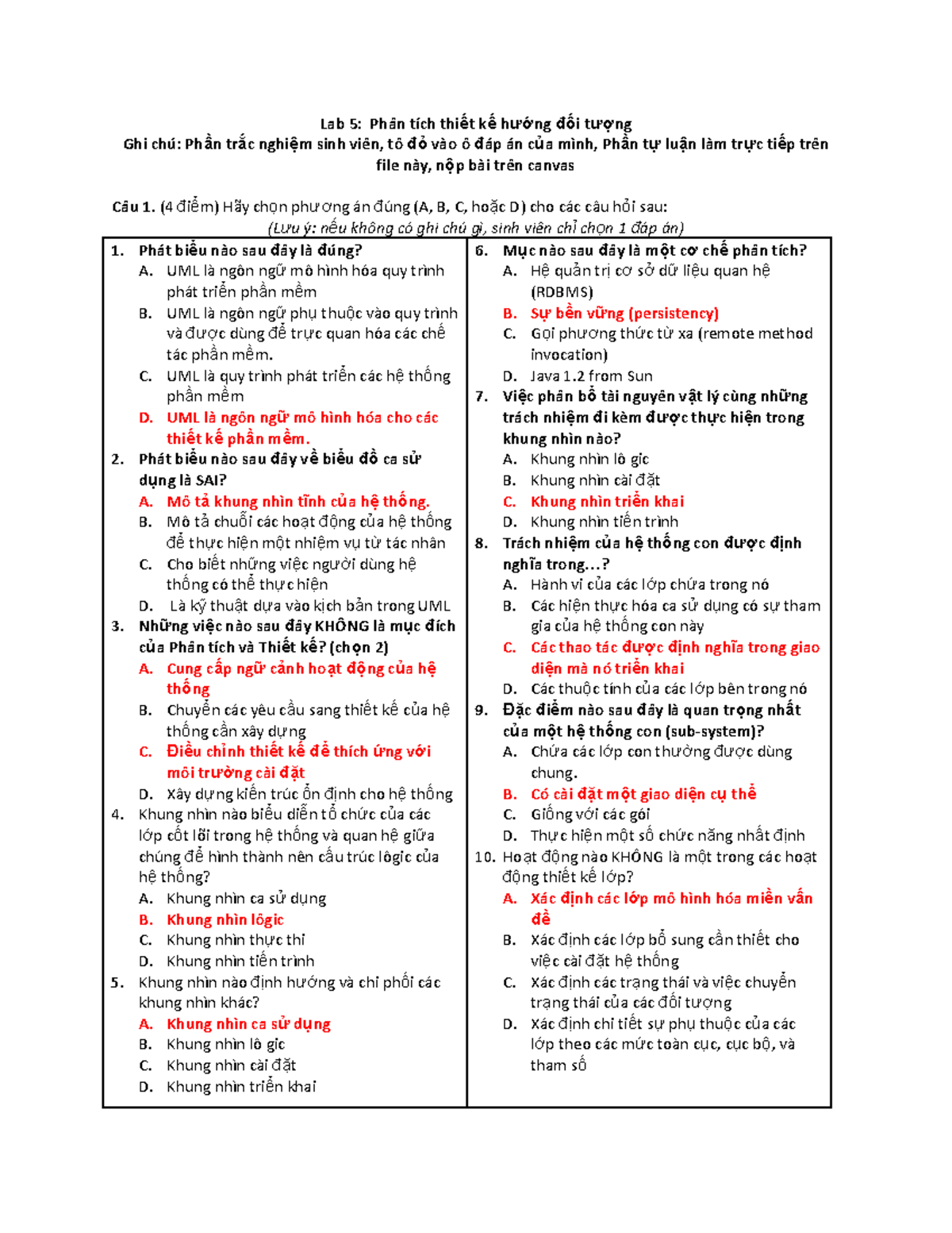 Lab 5 6 - ... - Lab 5: Phân tích thiết kế hướng đối tượng Ghi chú: Phần ...