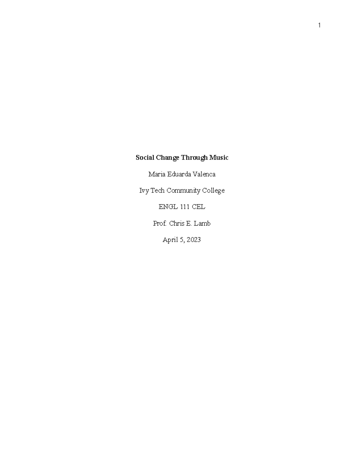 Social Changes Through Music - Social Change Through Music Maria ...