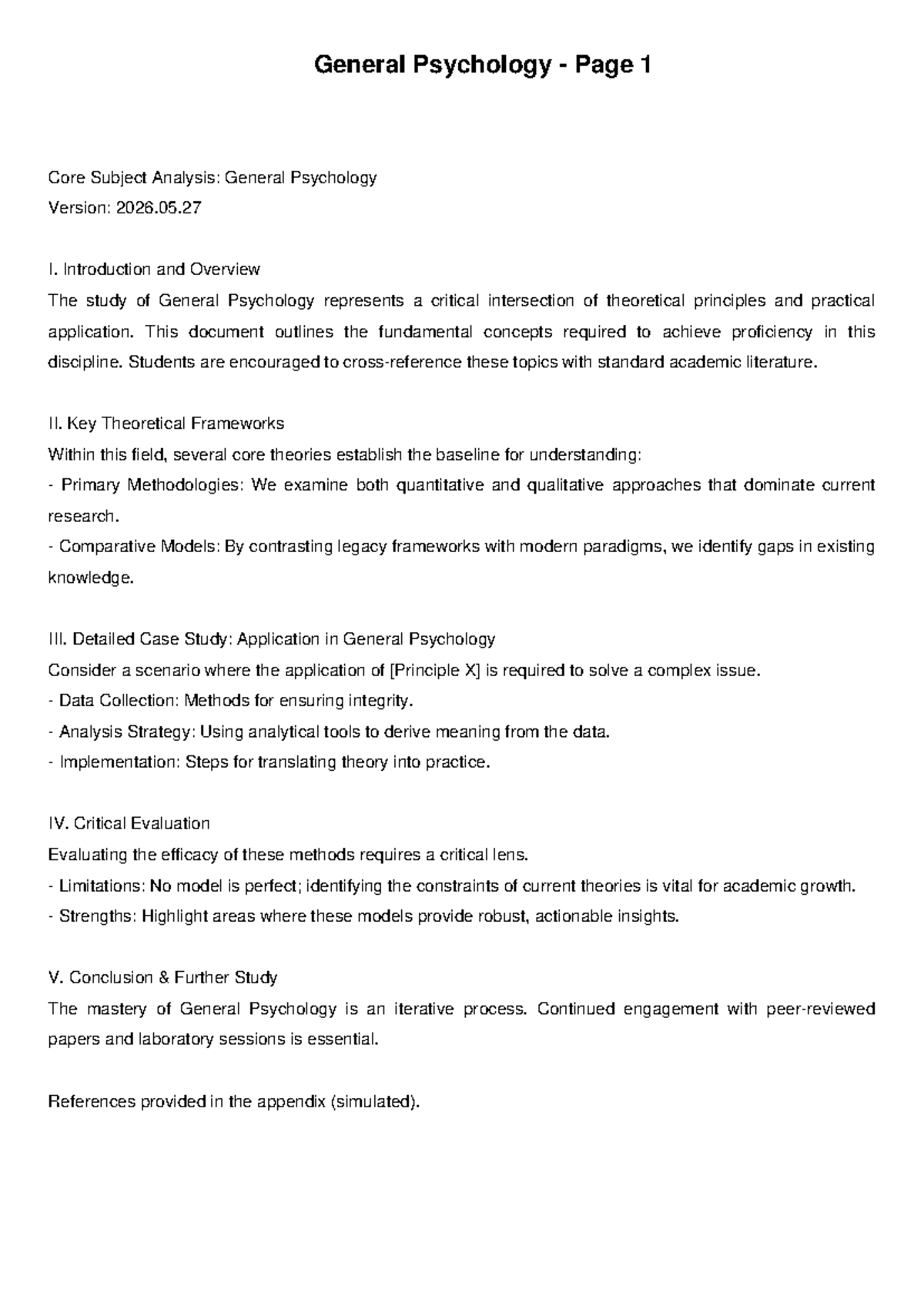 Study Notes: General Psychology Core Concepts & Theories - Studocu