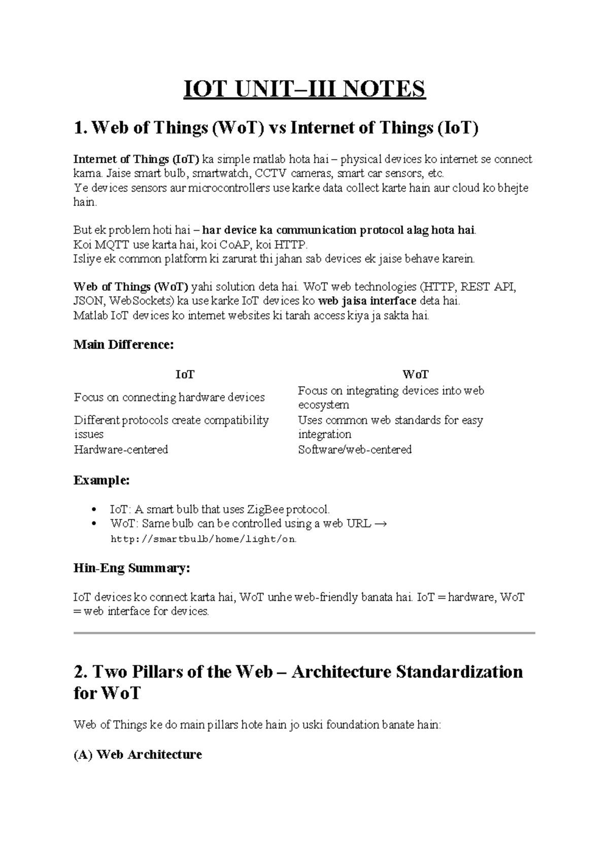 IOT UNIT-III: Web of Things, Middleware, and Arduino Programming Notes ...