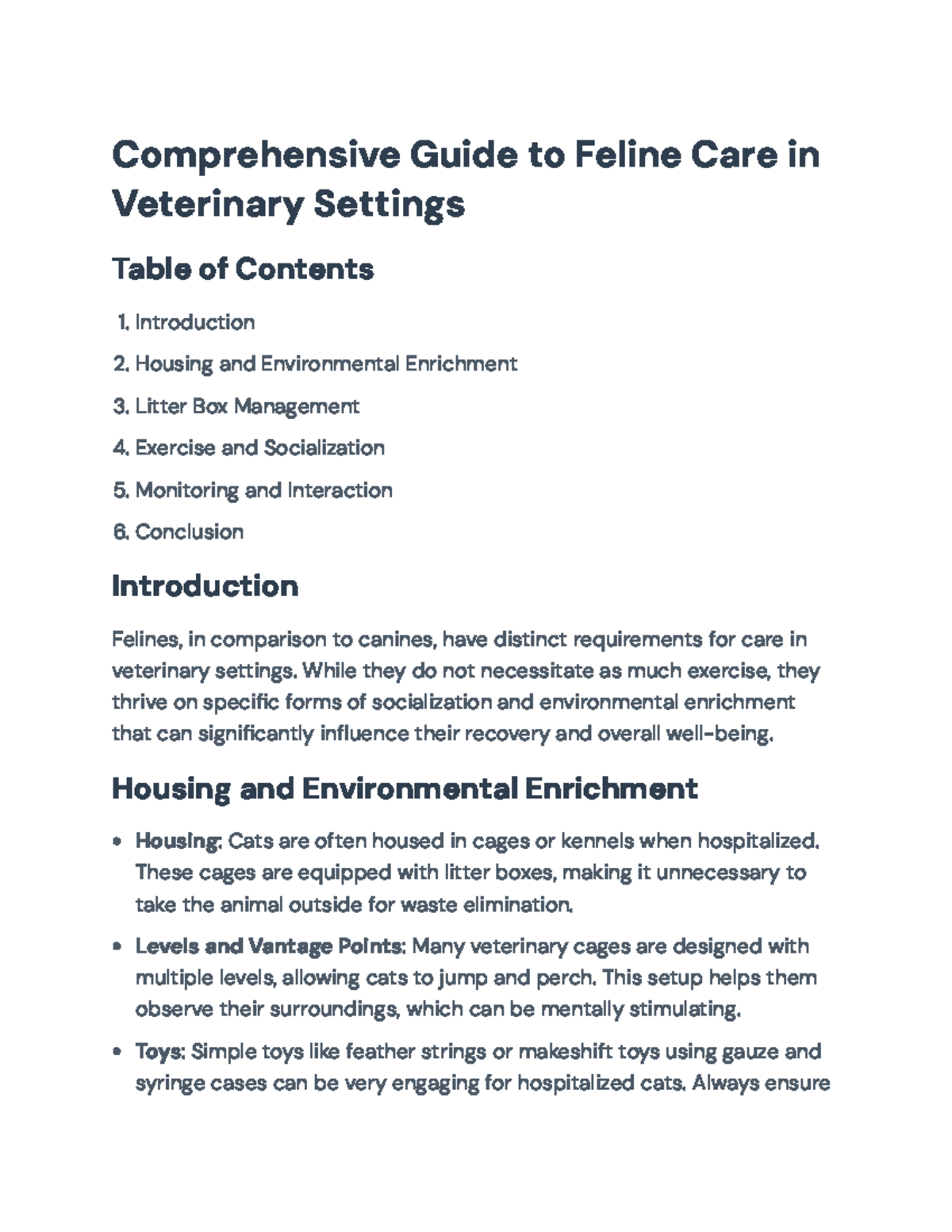 Veterinary Care for Felines: Guidelines for Comfort and Recovery ...