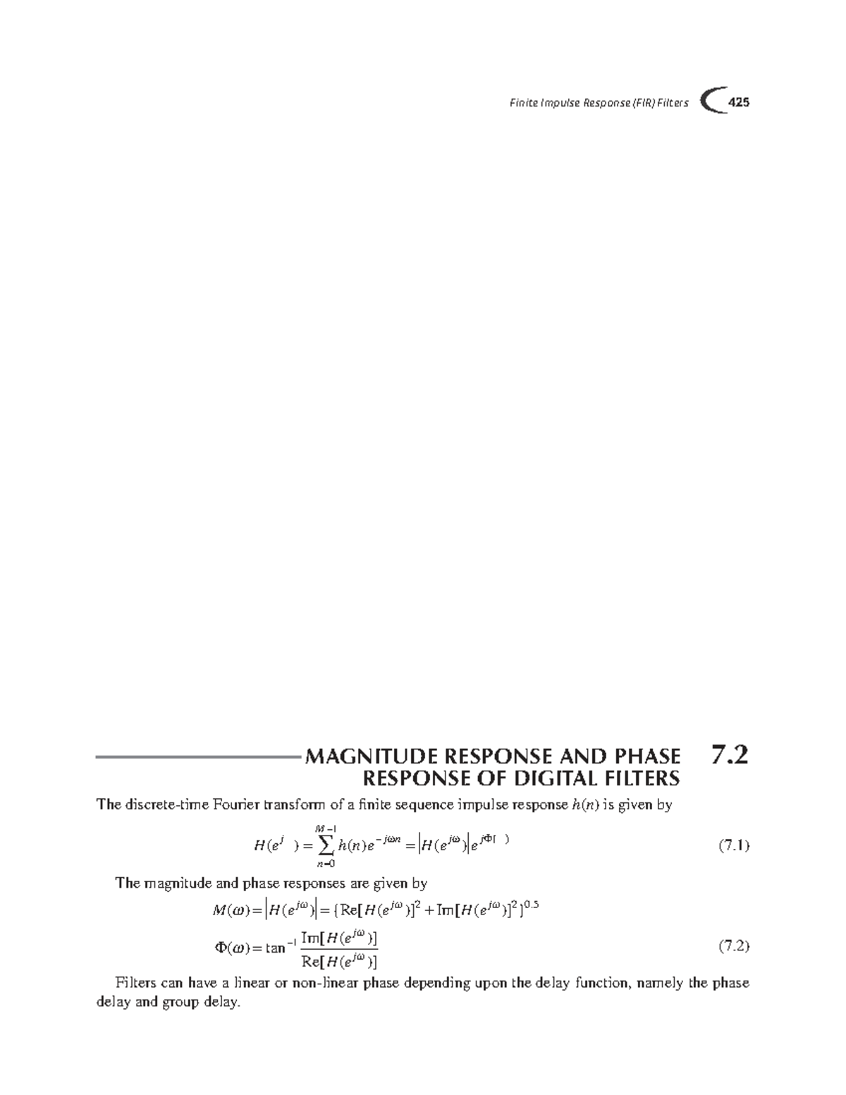 Linear Phase FIR Filtering Notes for EE 101 - Studocu