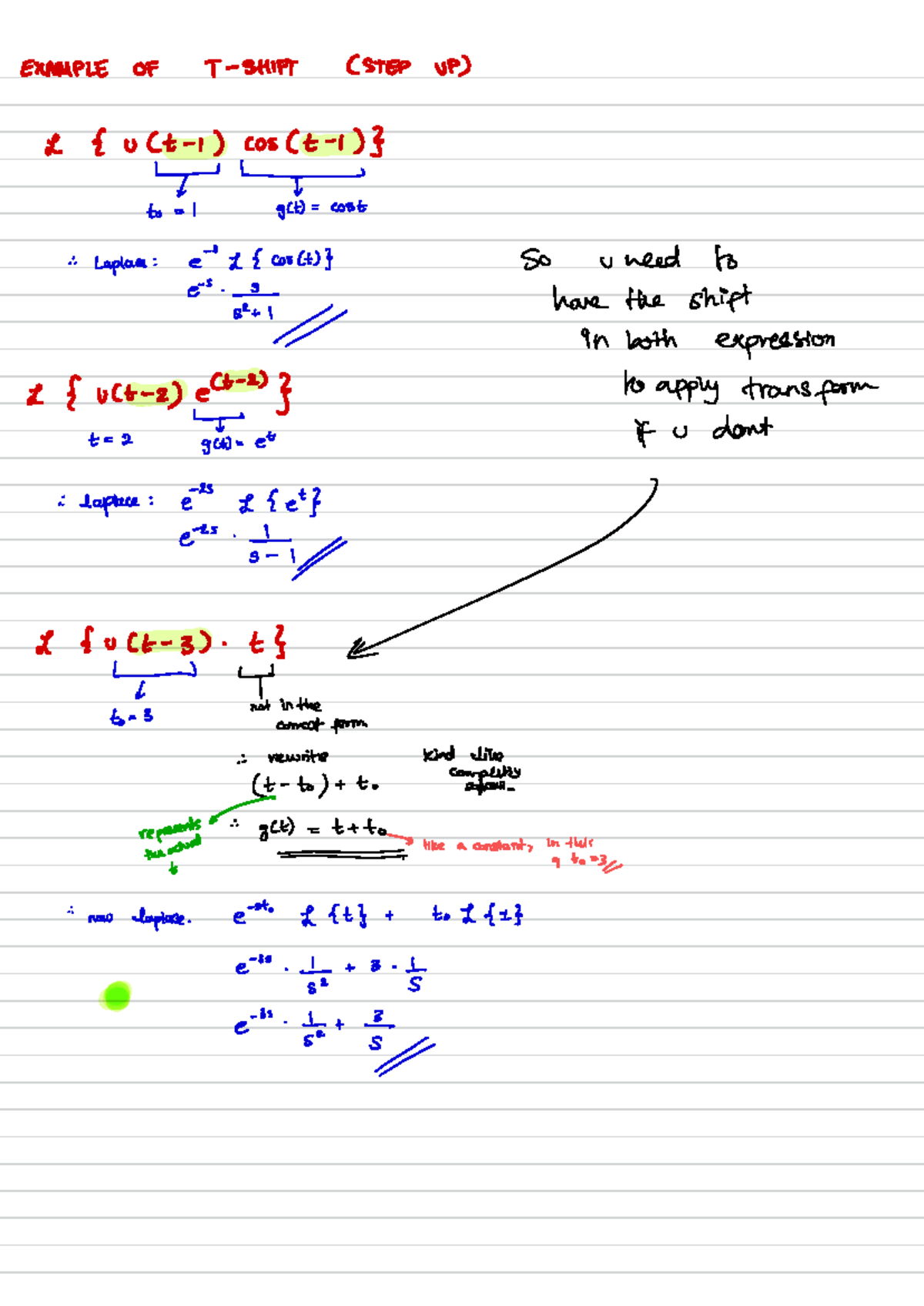 Maths - Summary mathematics - EXAMPLE OF T-SHIFT (STEP UPS 2 [v(t - 1 ...