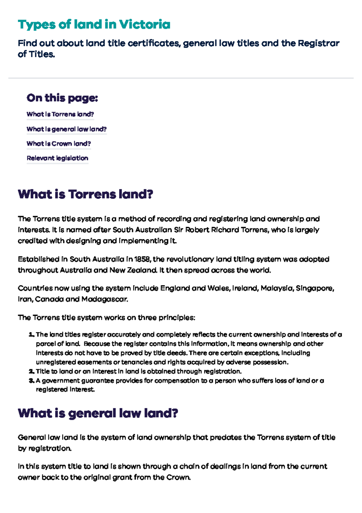 Types of Land in Victoria: Torrens vs General Law Titles - Studocu