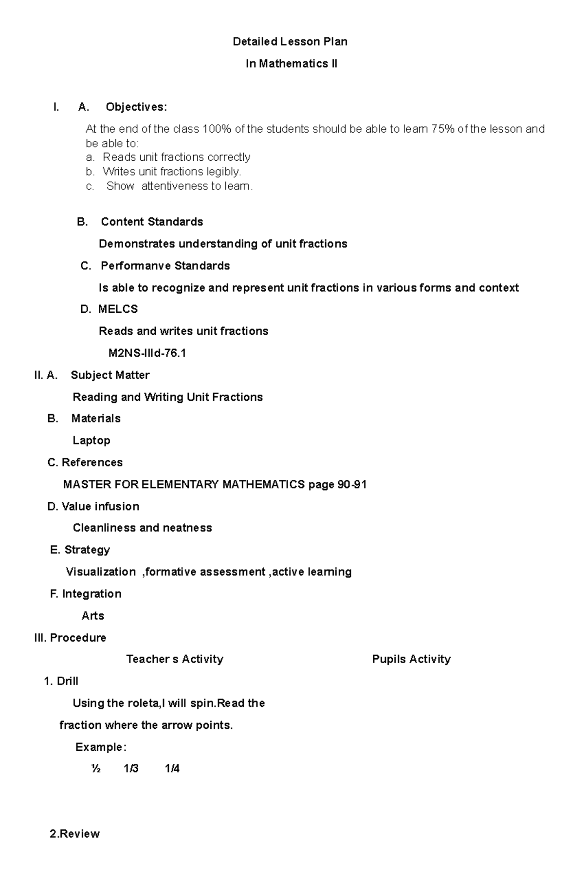 Detailed Lesson Plan In Mathematics 2 - A. Objectives: At the end of ...