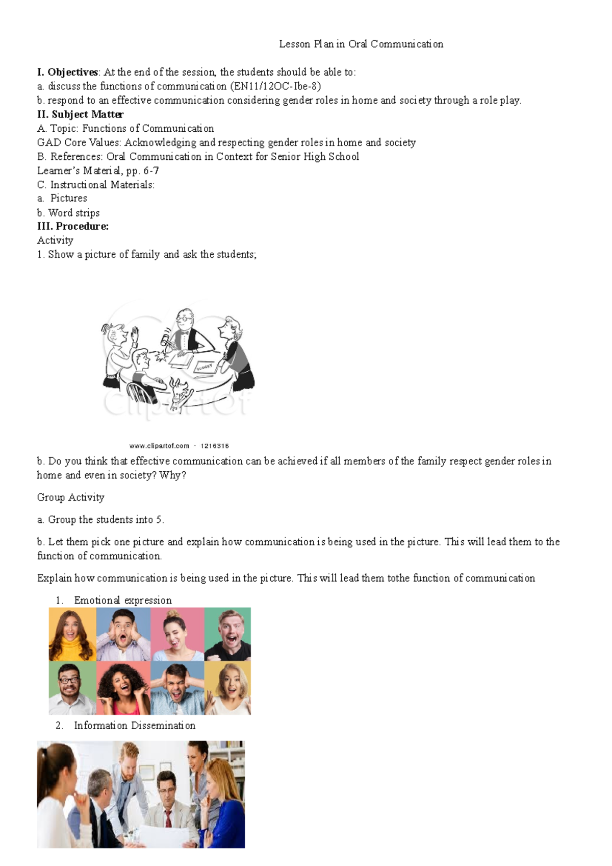 Lesson Plan in Oral Communication en12oc-8 - Lesson Plan in Oral ...