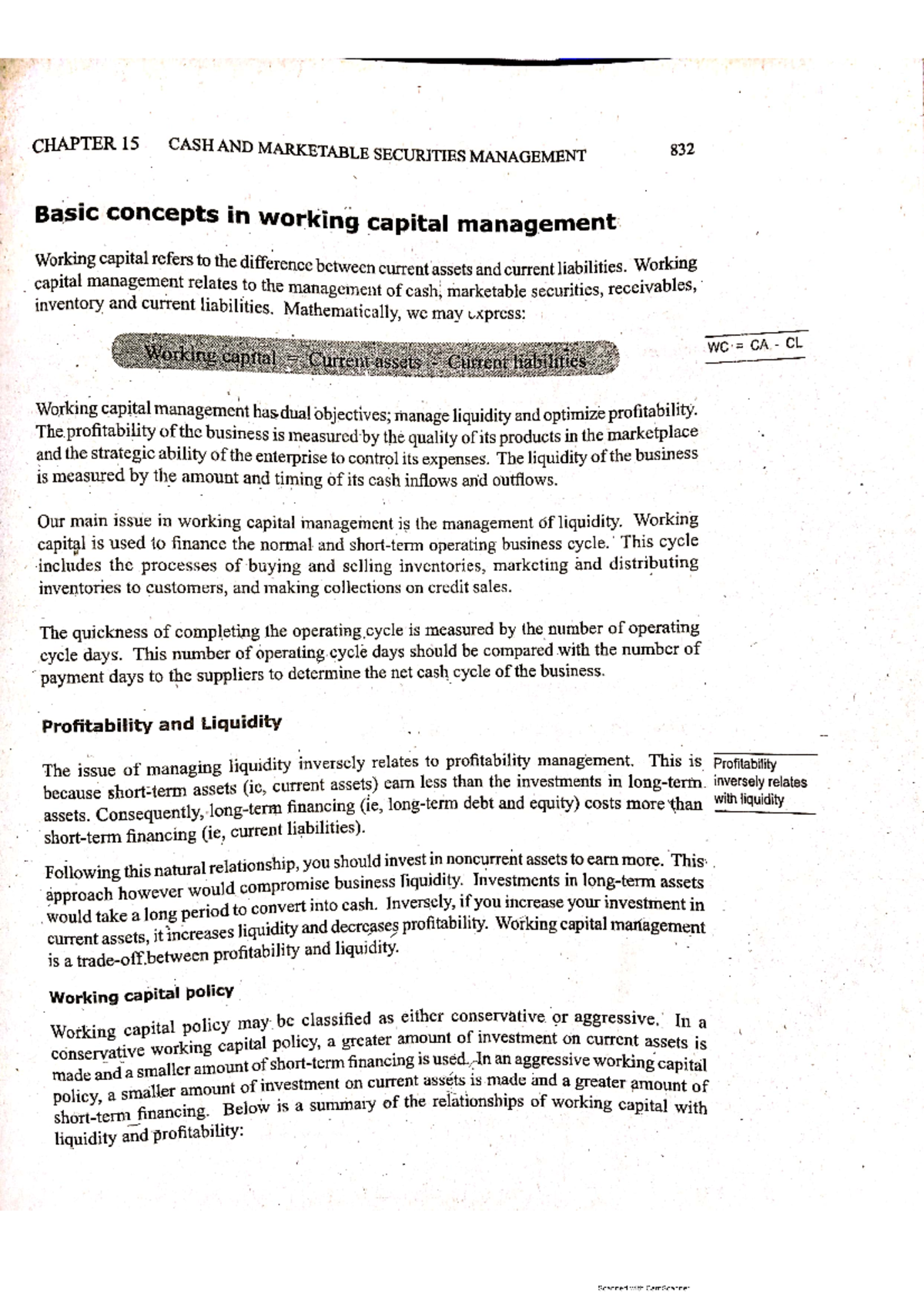 Lecture on Working Capital - MaS, Agamata - Studocu