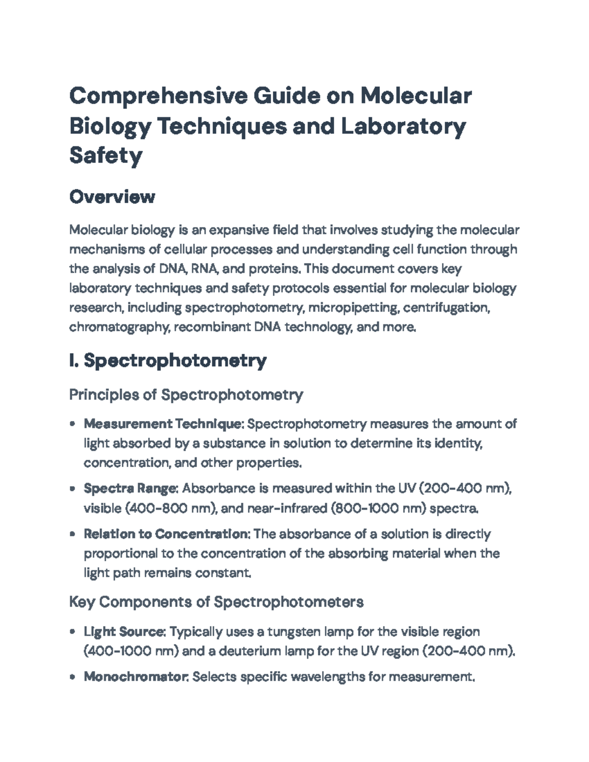 Molecular Biology Techniques & Laboratory Safety Guidelines ...