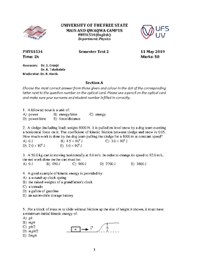 Free-State-Physical-Science-Trial-2021-P1-and-Memo - PHYS 1534 - Studocu