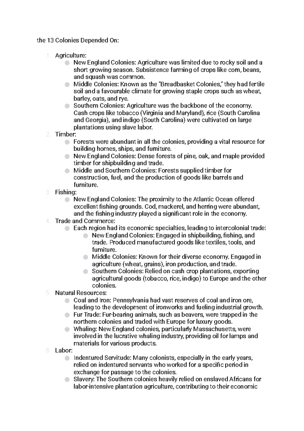 The 13 Colonies' Economic Dependencies: Agriculture & Resources ...