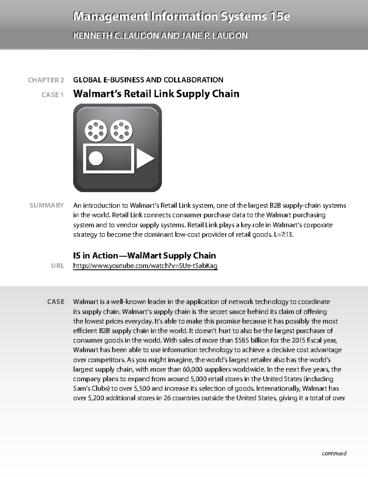 MIS15 CH02 Case1 Walmart Retail Link - Management Information Systems ...