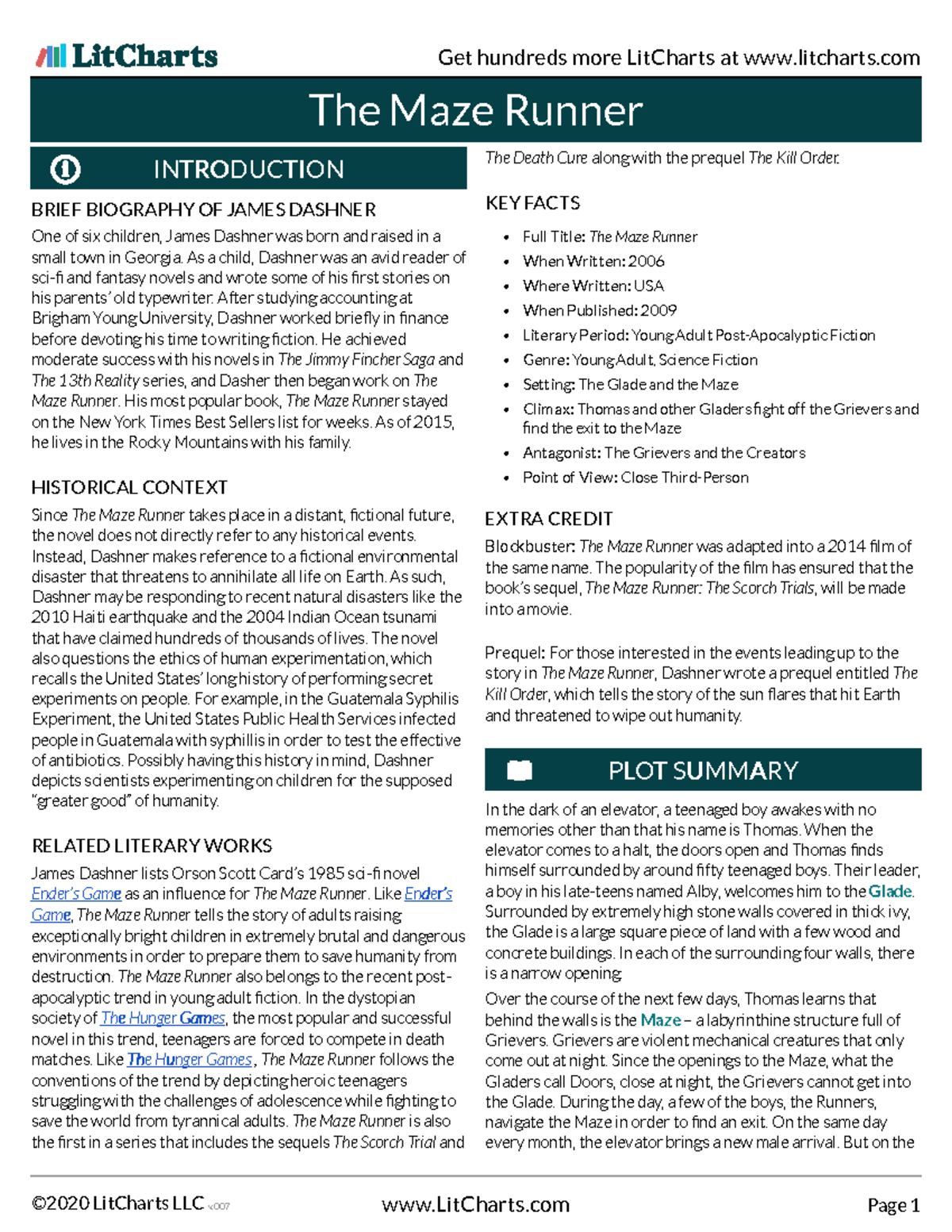 Maze Runner Study Guide: Key Facts, Themes, and Character Analysis - Studocu