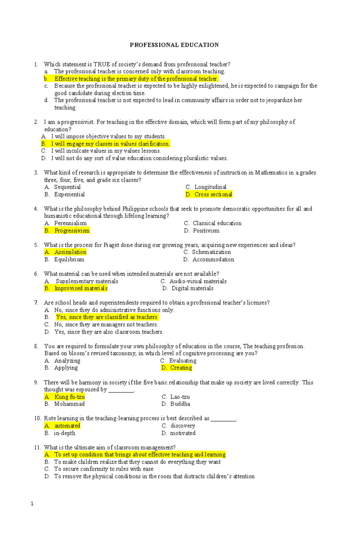 PROFESSIONAL EDUCATION 1: Module for BSIT Students - Studocu
