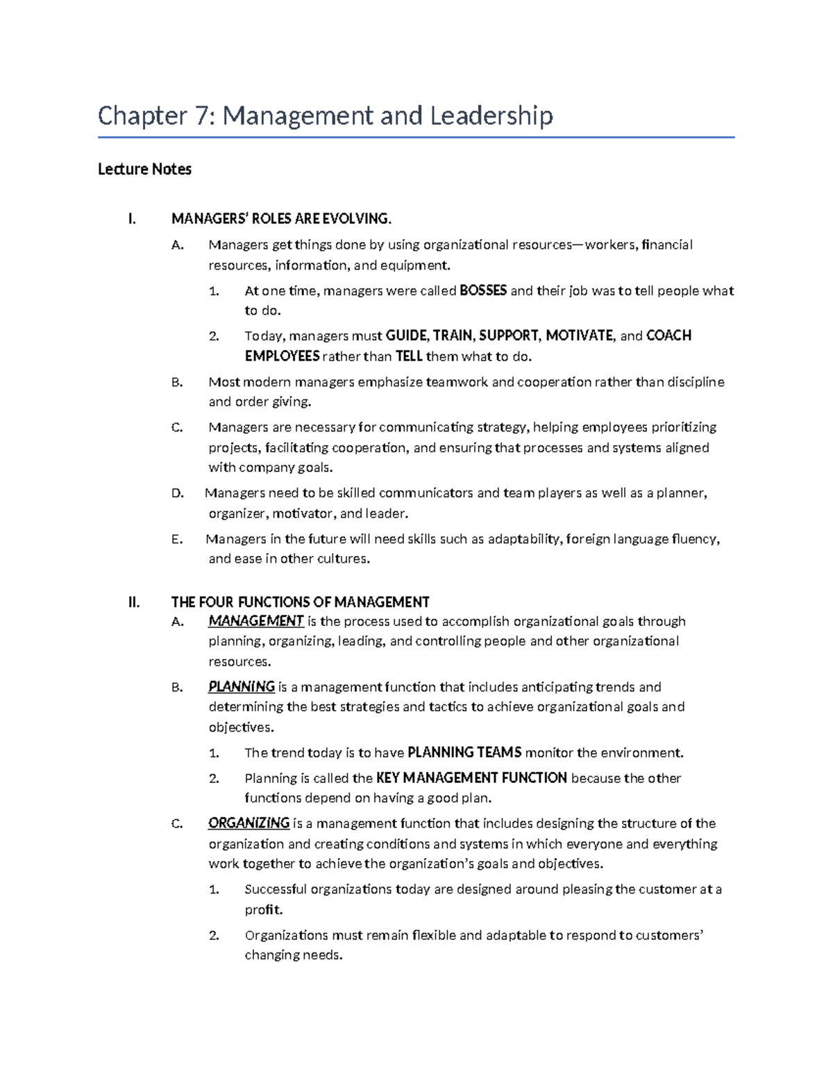 Chapter 7: Management and Leadership Insights - BUS 6600 Lecture Notes ...
