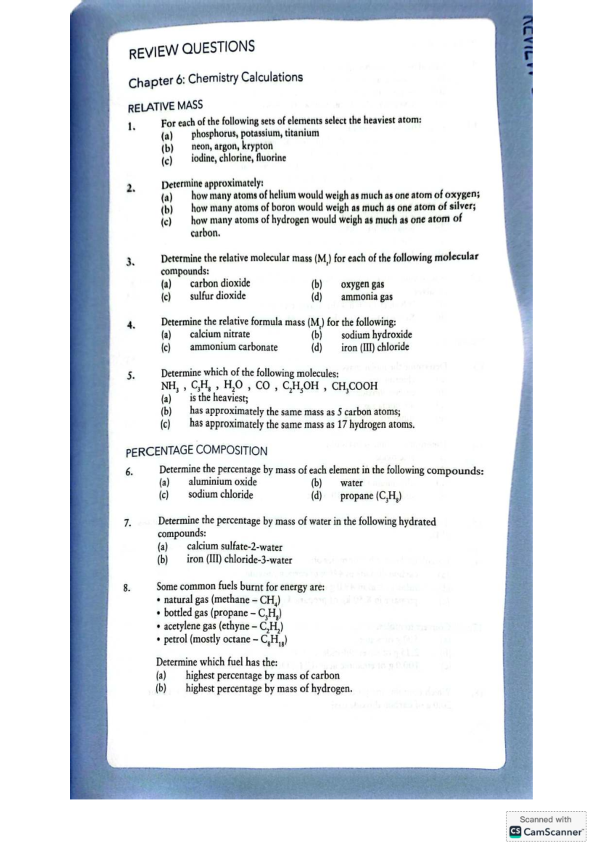 Chemistry Calculations Review Questions: Chapter 6 (Final Exam) - Studocu