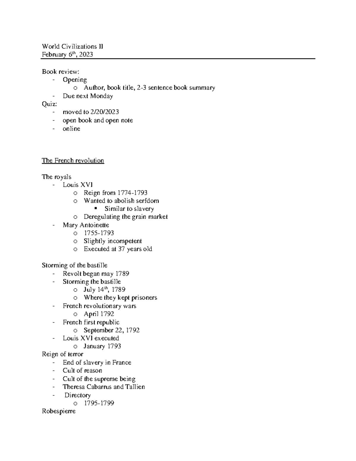 World Civ. 2-6-2023 - Week 3. The French Revolution - World ...