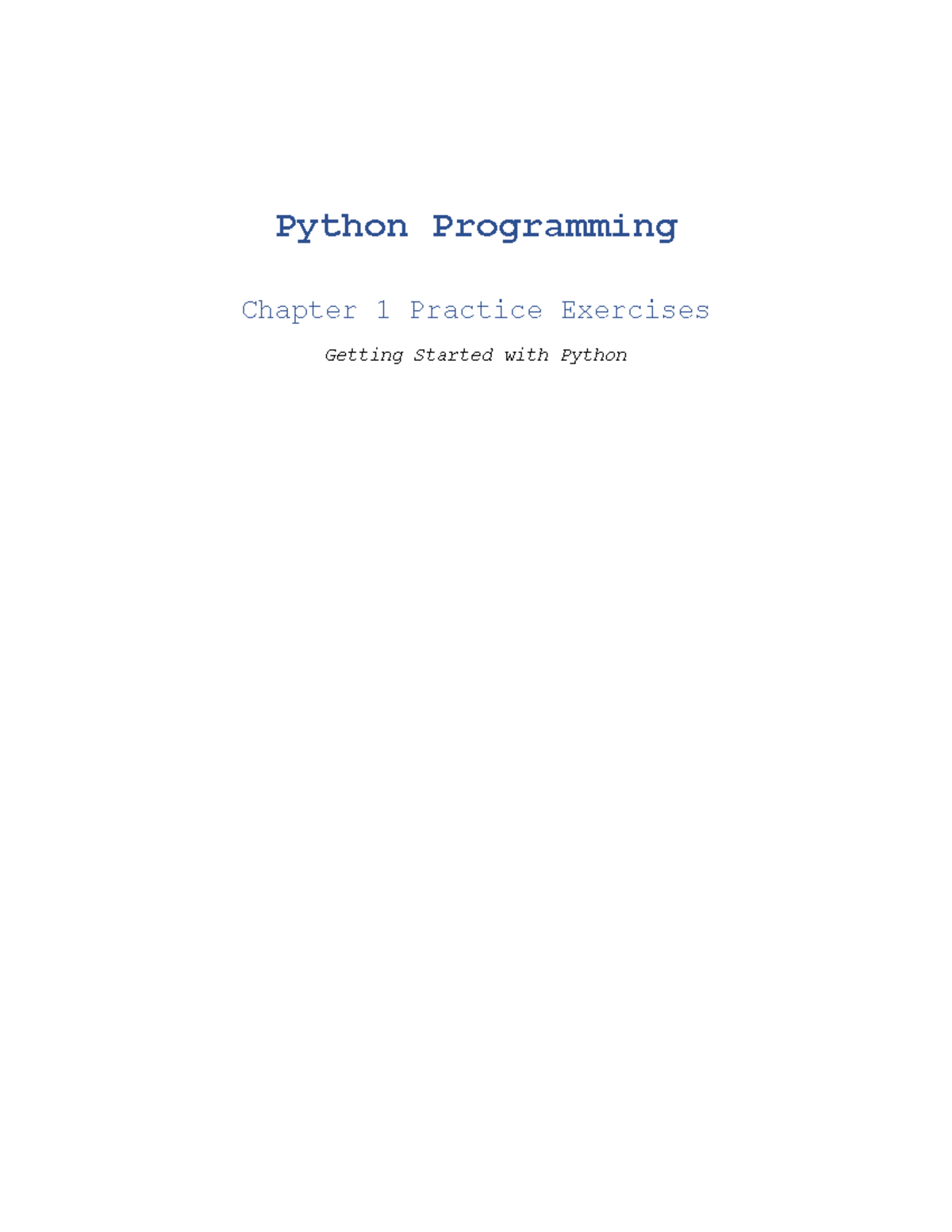 Python Programming CH1: Getting Started with Interactive Exercises ...