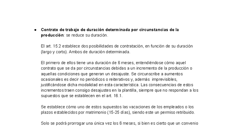 Contrato de Trabajo Duración Determinada: Art. 15.2 y 16.1 - Studocu