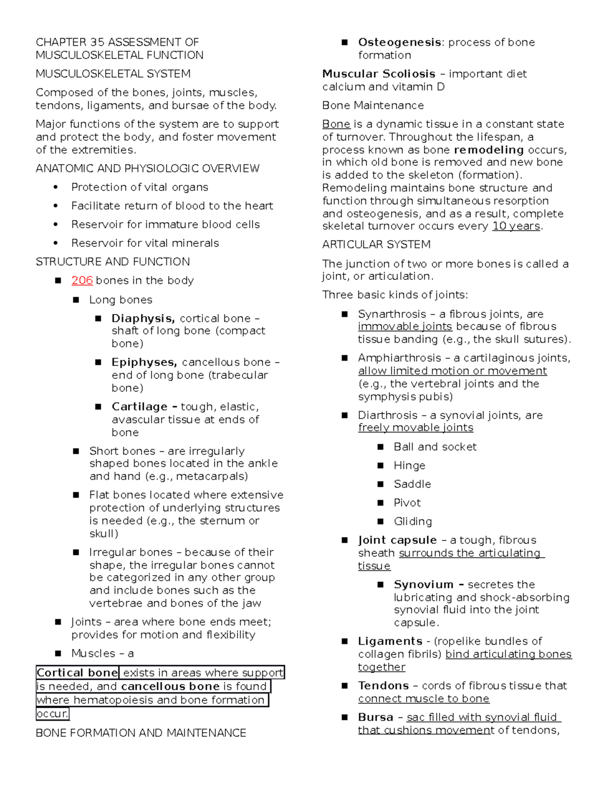 Chapter 35 Study Guide: Musculoskeletal Function Assessment - Studocu