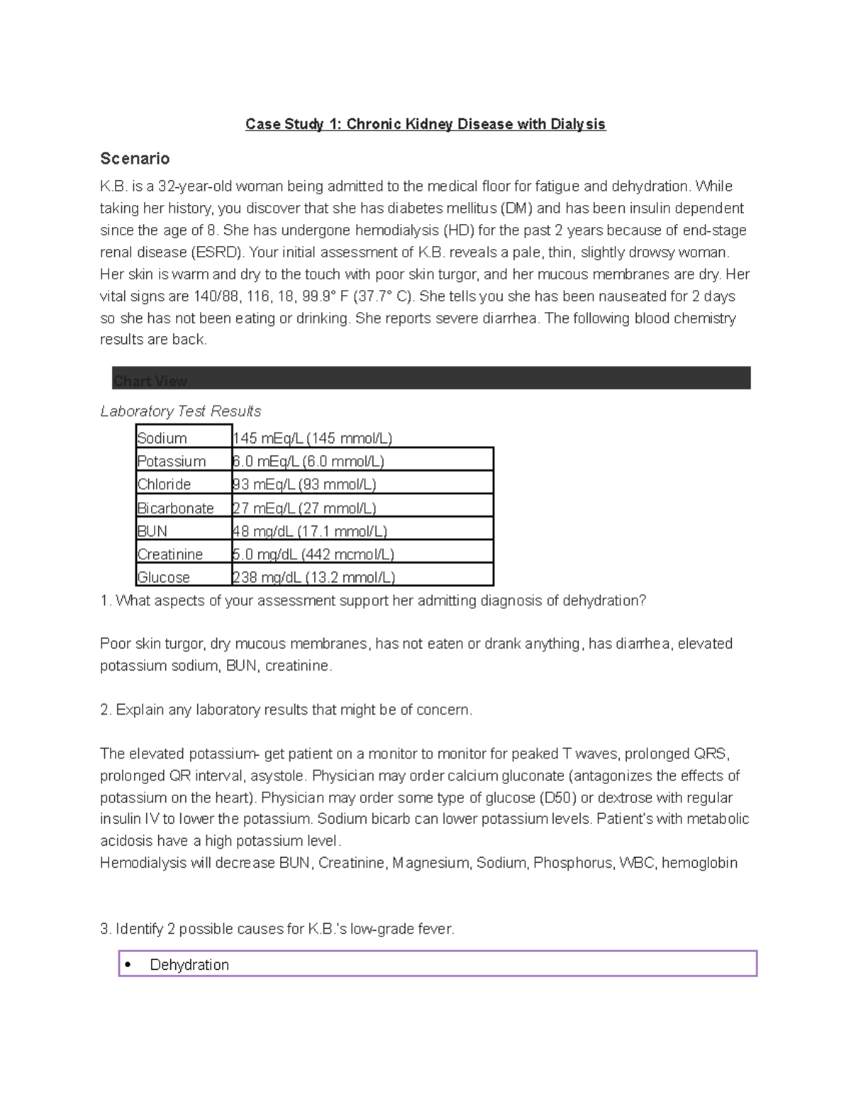 Module 15 CKD Case Study: Managing K.B.'s Hemodialysis Care - Studocu