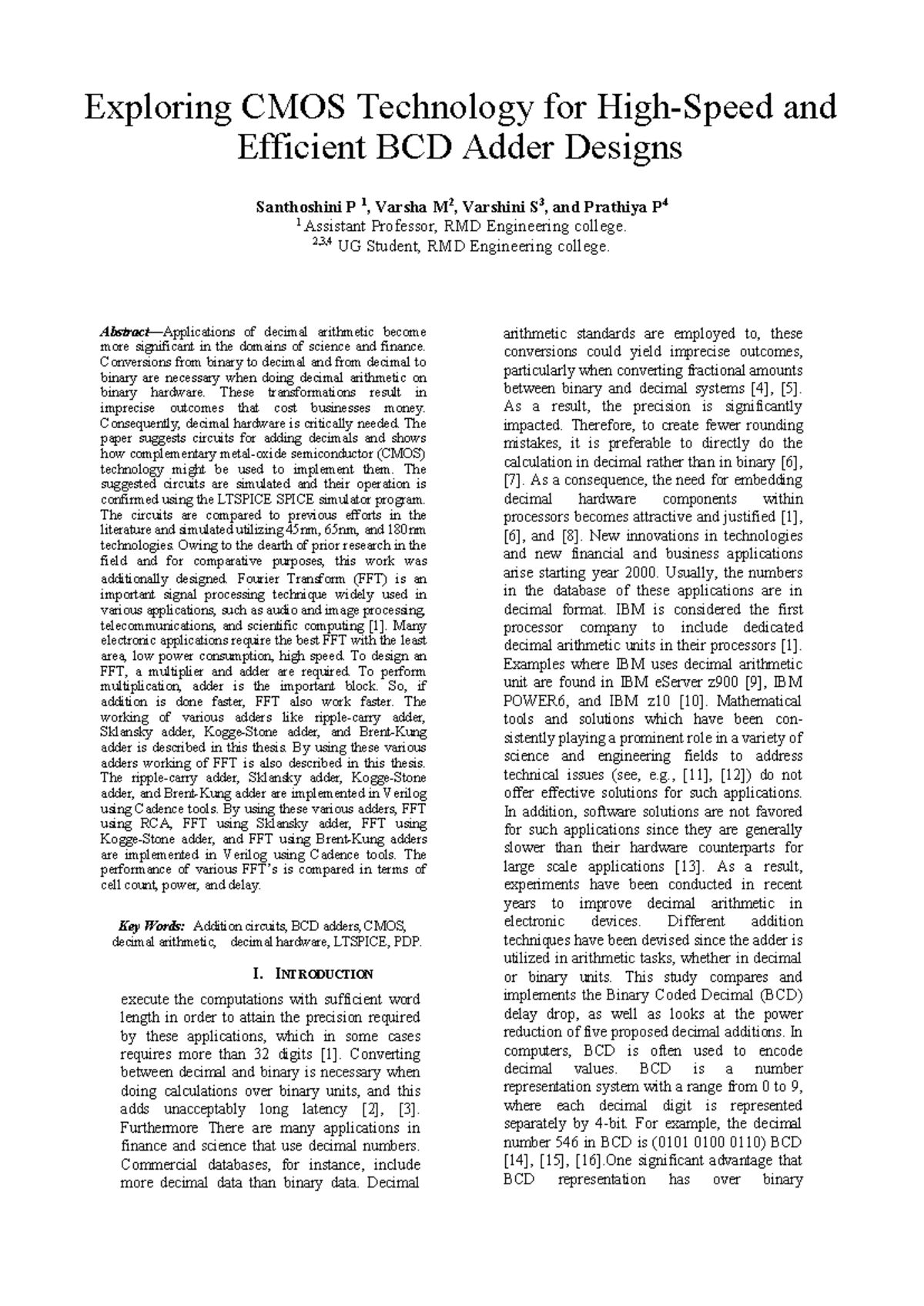 Exploring CMOS Technology for High-Speed and Efficient BCD Adder ...