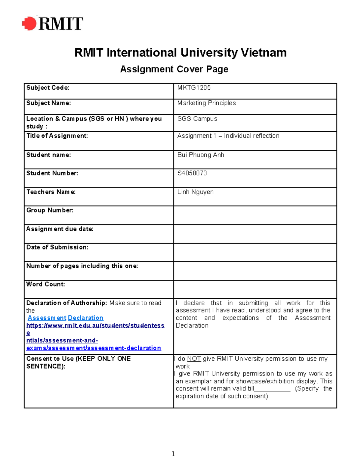 Rmit-individual-coversheet for student - RMIT International University ...