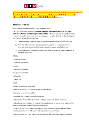 Autoinforme de personalidad - FACULTAD DE PSICOLOGÍA, UNIVERSIDAD ...