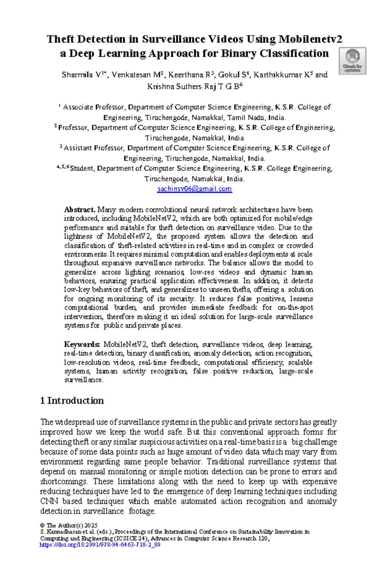 Theft Detection in Surveillance Videos Using MobileNetV2: A Deep ...