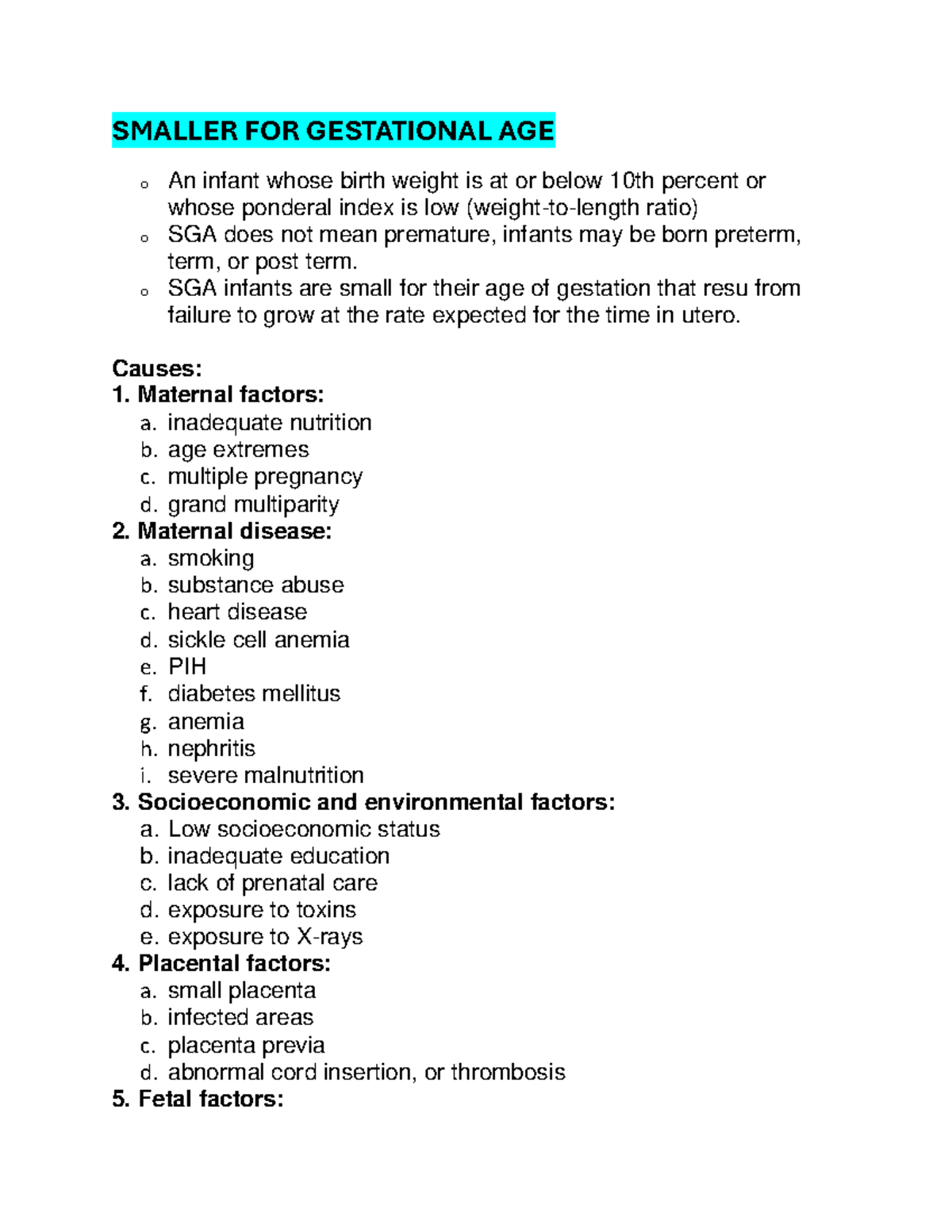 SGA and LGA Notes for Nursing Curses: Causes, Assessments, and ...