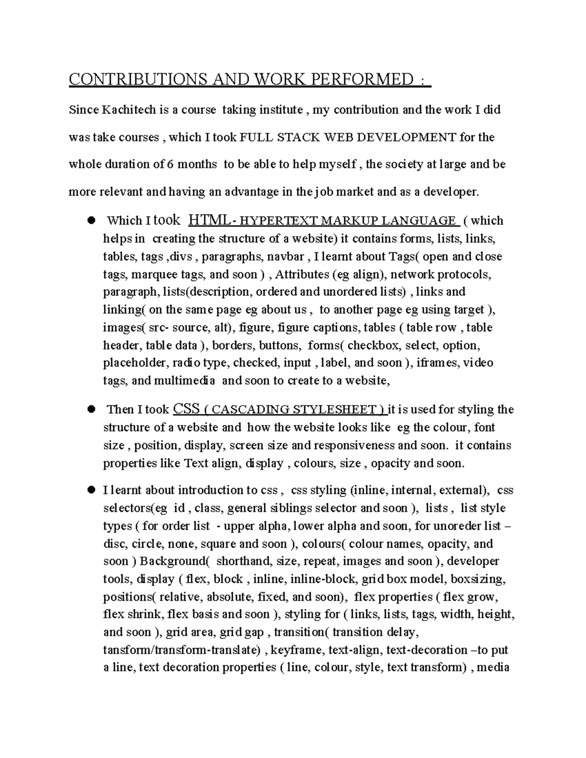 Siwes Report: Contributions in Full Stack Web Development - Studocu