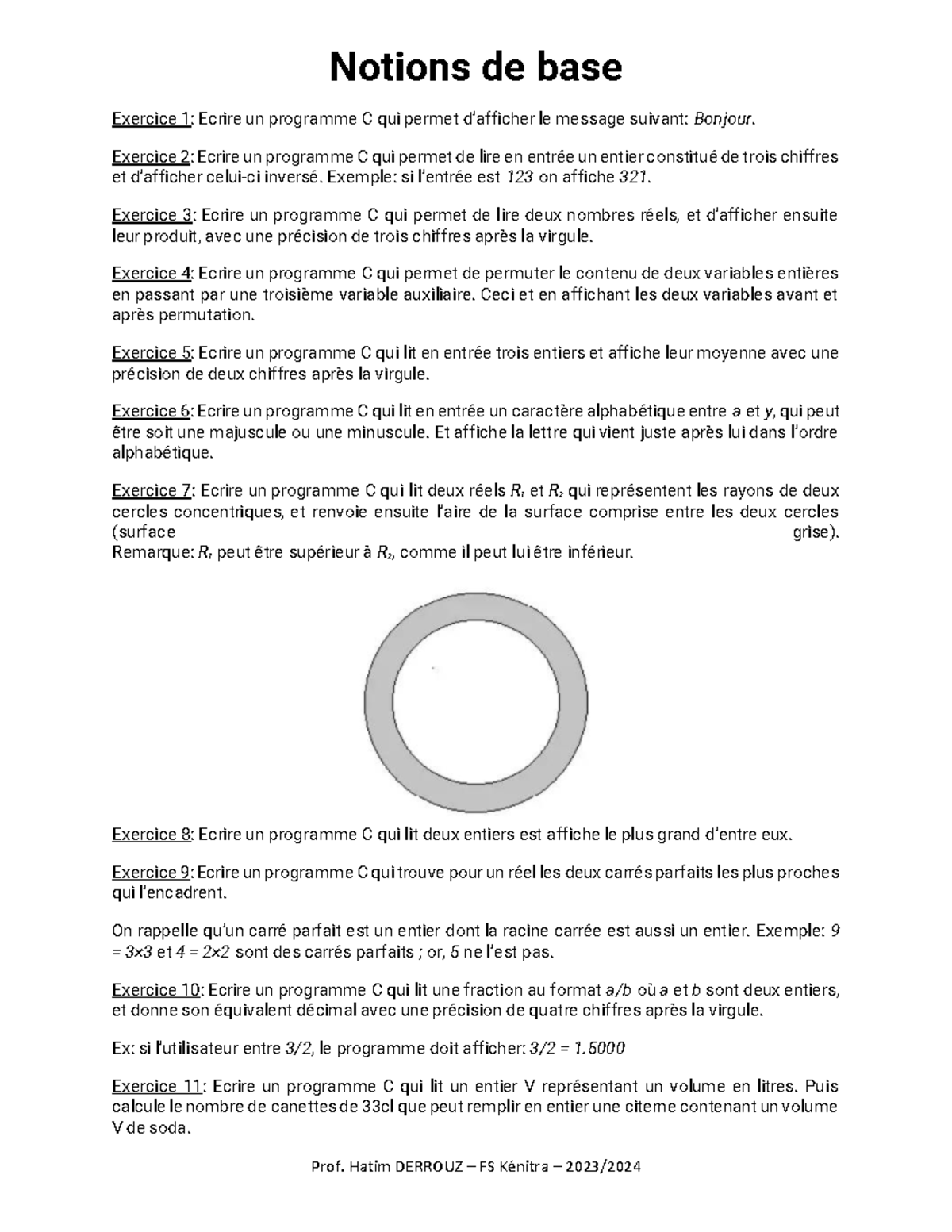 TP Programmation C - Exercices et Notions de Base par Hatim Derrouz - Studocu