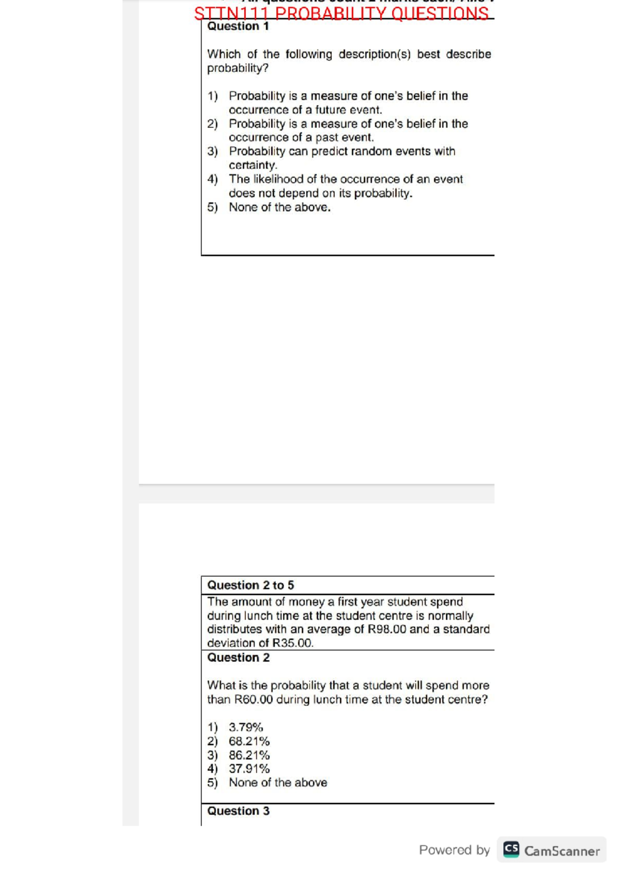 Chapter 8: Probability Questions and Solutions - Studocu