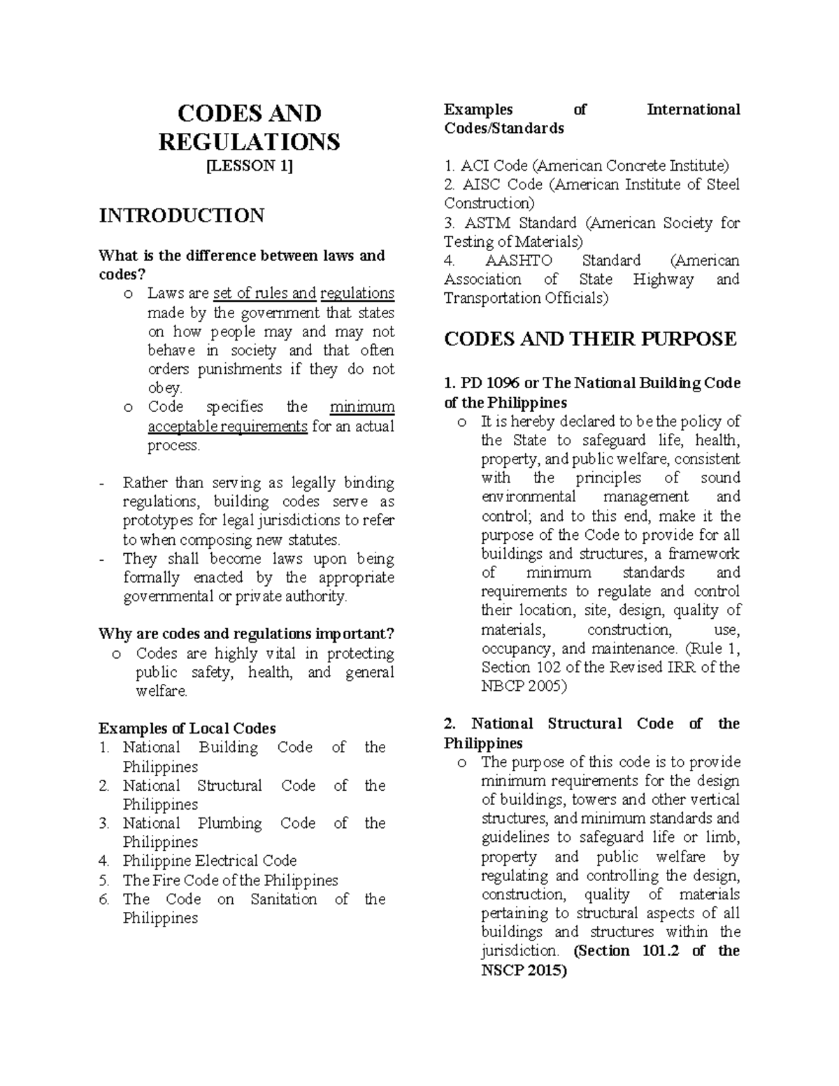 Laws & Codes: Key Provisions of the National Building Code (P.D. 1096 ...