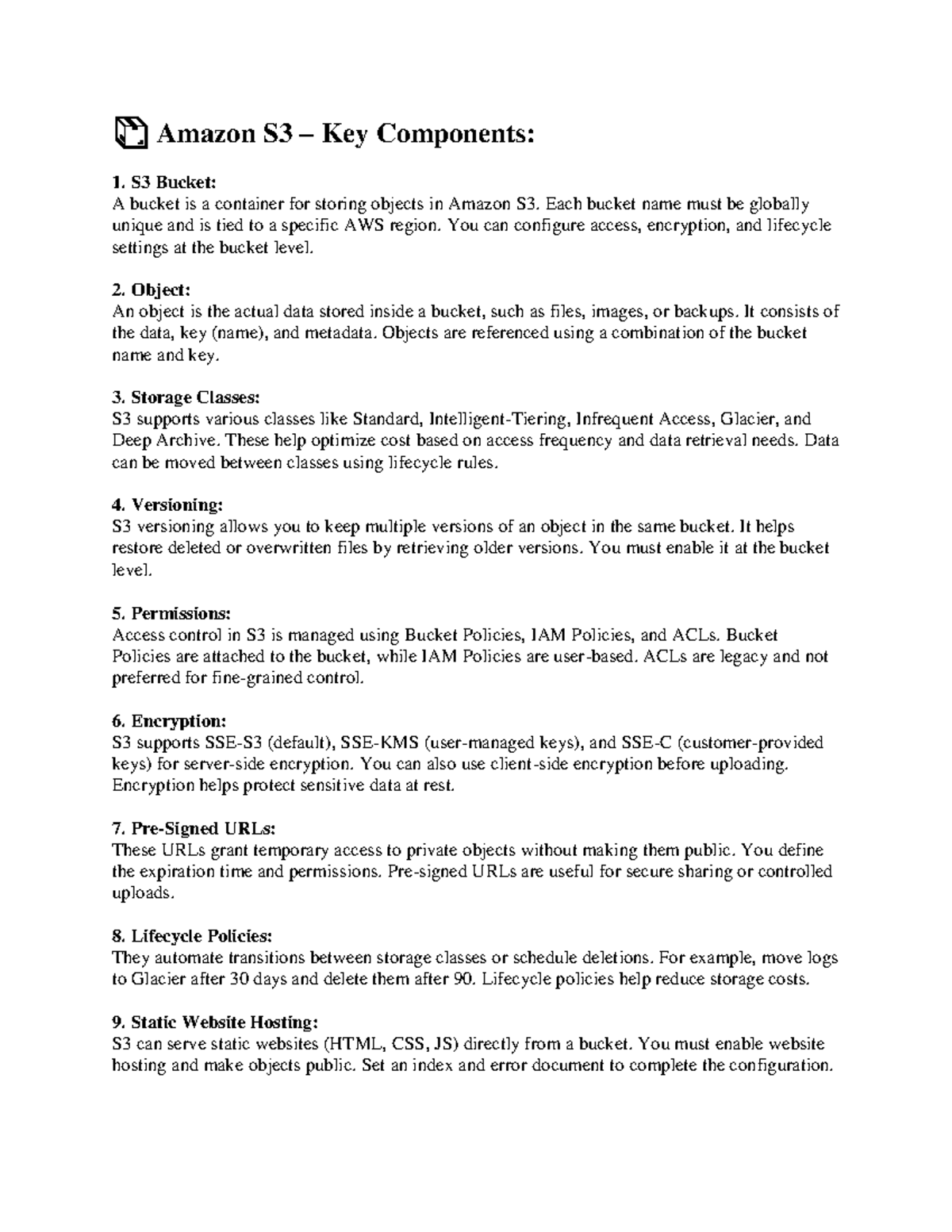 AWS EC2, S3, EBS, EFS: Key Storage Concepts and Scenarios - Studocu