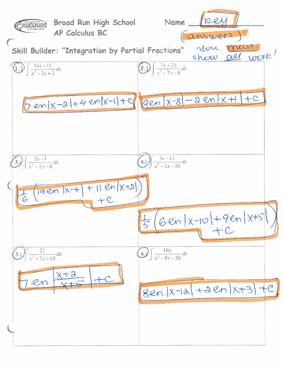 Answers to AP Calculus BC Lesson 2 Unit 7 Practice - Studocu