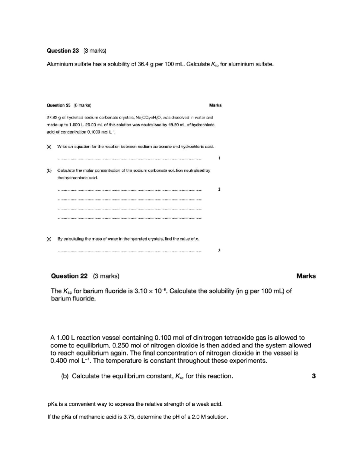 Chemistry Mod 5 & 6 Questions - Solubility, Ksp, and Titration ...