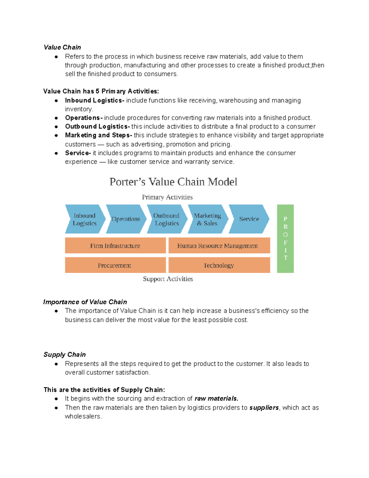 Understanding the Value and Supply Chain Process - Studocu